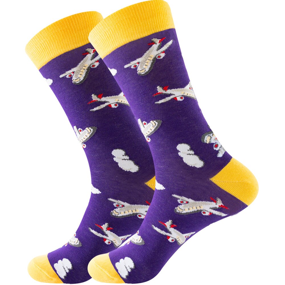 Yellow & Purple Airplane Socks | SOCK INFUSIONS