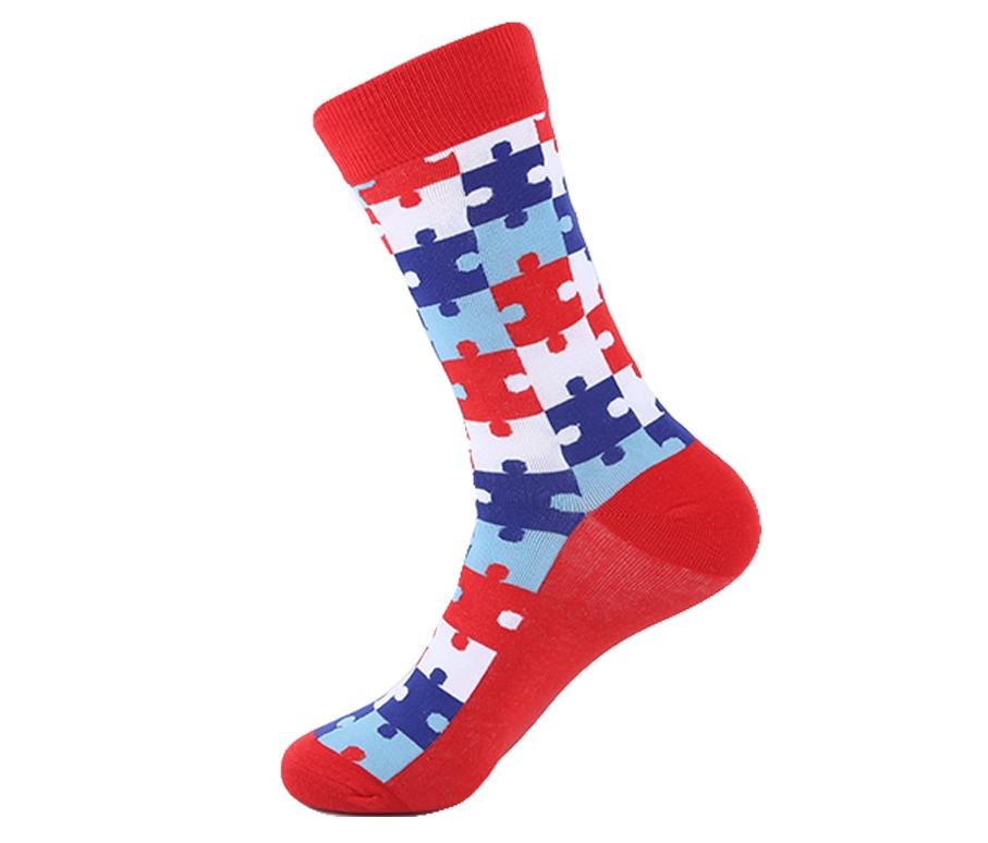 Blue & Red Jigsaw Puzzle Socks | Sock Infusions